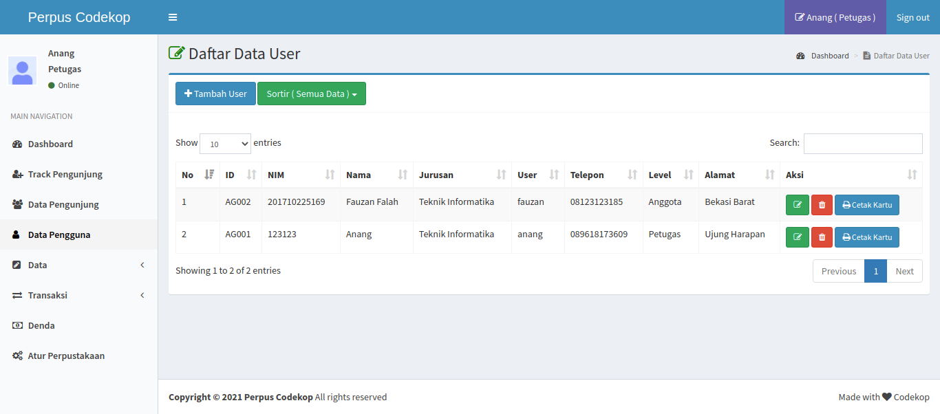 Source Code Aplikasi Sistem Informasi Perpustakaan berbasis Website